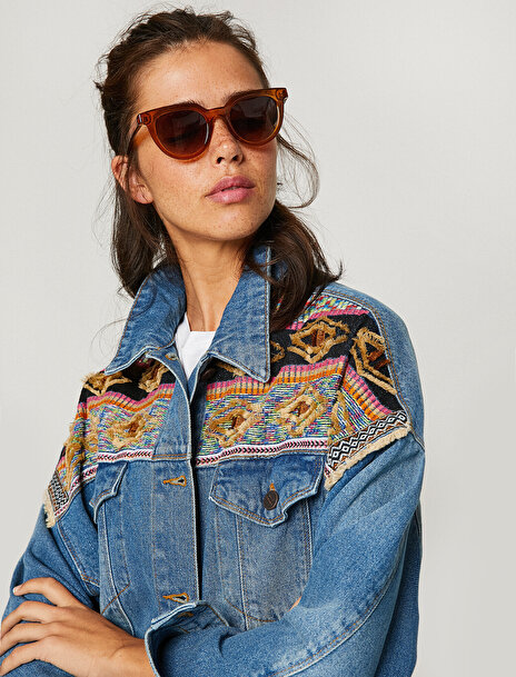 Koton Kadın İşlemeli Jean Ceket