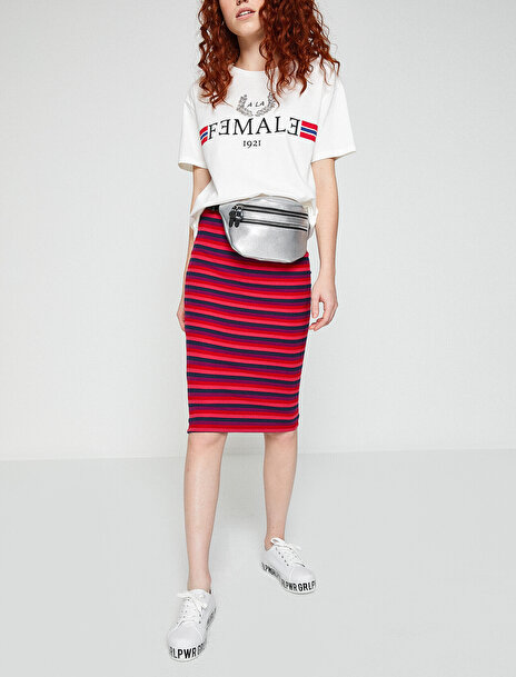 Koton Kadın Renk Bloklu Etek