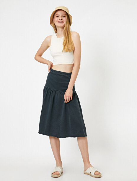 Koton Kadın Fırfır Detaylı Midi Etek