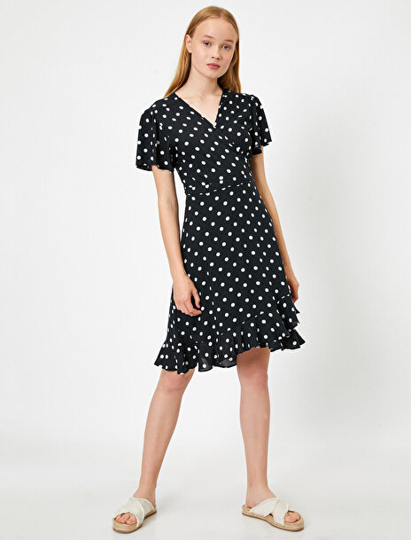Koton Kadın Puantiyeli Fırfırlı Kısa Kollu Elbise