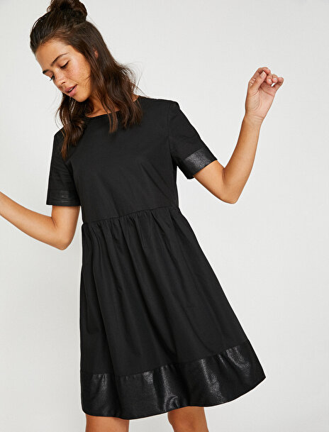 Koton Kadın Deri Detaylı Elbise