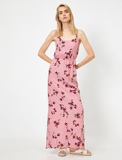 Koton Kadın Askılı Çiçekli Uzun Elbise