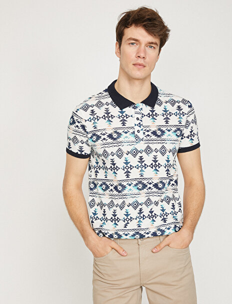 Koton Erkek Etnik Desenli Polo Yaka T-Shirt