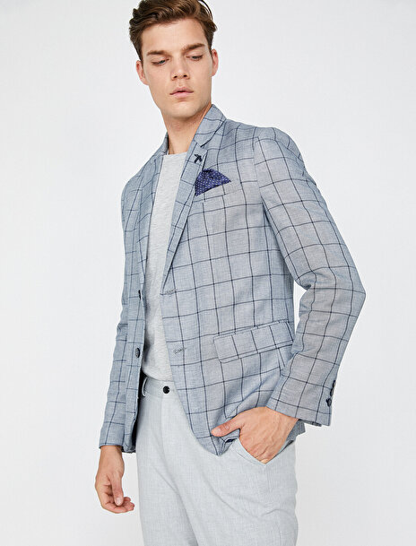 Koton Erkek Kareli Blazer Ceket