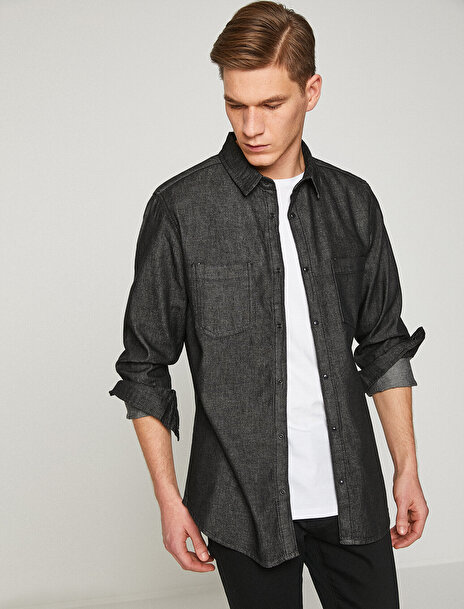 Koton Erkek Cep Detaylı Jean Gömlek