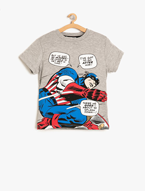 Koton Erkek Çocuk Kaptan Amerika Lisanslı Baskılı T-Shirt