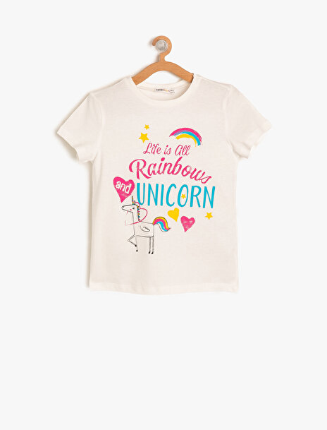 Koton Kız Çocuk Yazılı Baskılı T-Shirt