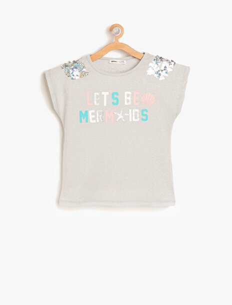 Koton Kız Çocuk İşlemeli T-Shirt