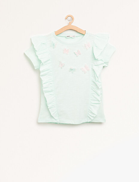Koton Kız Çocuk Fırfır Detaylı T-Shirt