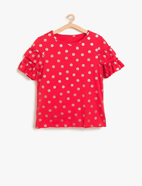 Koton Kız Çocuk Puantiye Detaylı T-Shirt