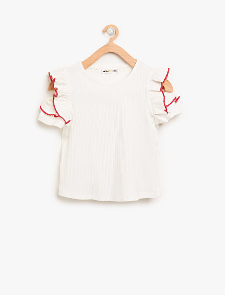 Koton Kız Çocuk Kol Detaylı T-Shirt