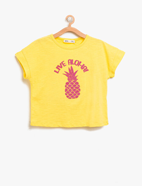 Koton Kız Çocuk Boncuk Detaylı T-Shirt