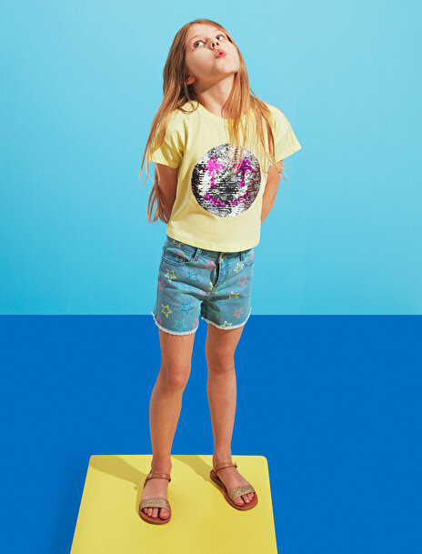 Koton Kız Çocuk Pul Detaylı T-Shirt