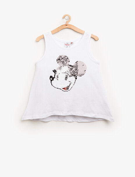 Koton Kız Çocuk Mickey Lisanslı Pul İşlemeli Atlet