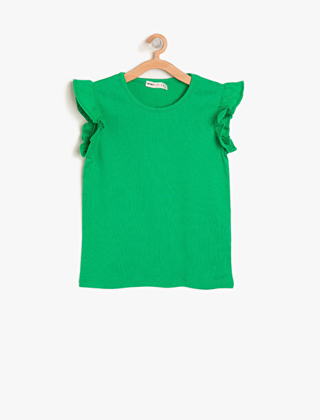 Koton Kız Çocuk Fırfır Detaylı T-Shirt