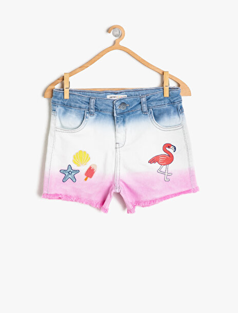 Koton Kız Çocuk İşlemeli Jean Şort