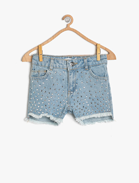 Koton Kız Çocuk Zımba Detaylı Jean Şort
