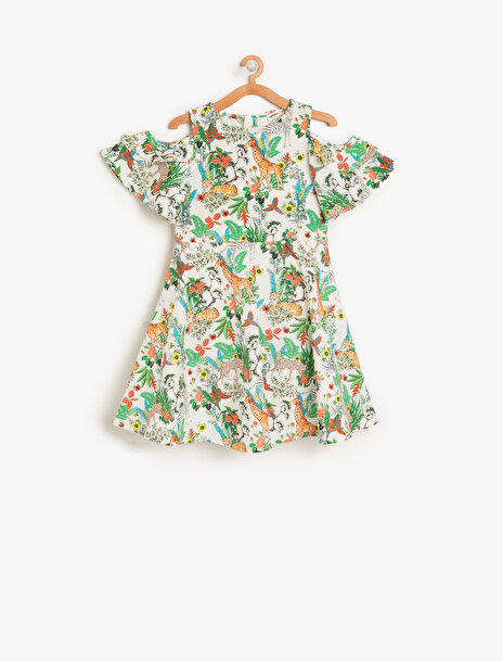 Koton Kız Çocuk Omuz Detaylı Elbise