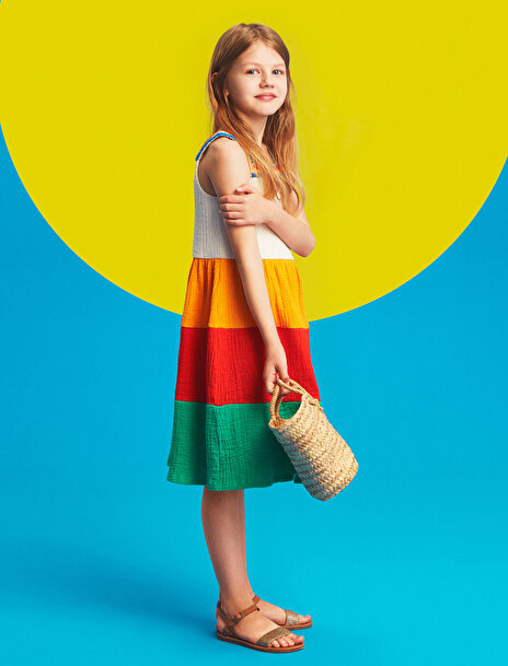 Koton Kız Çocuk Renk Bloklu Ebise