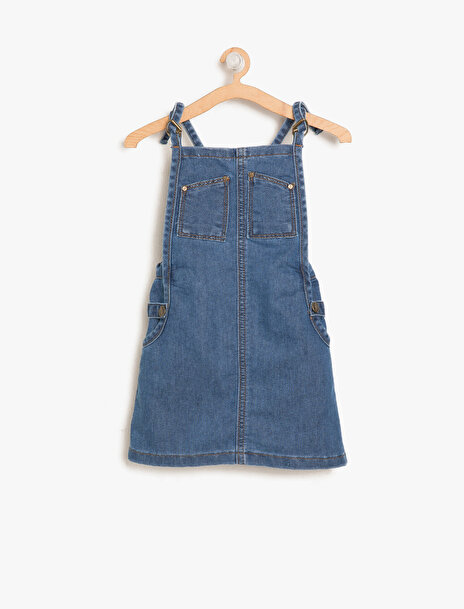 Koton Kız Çocuk Askılı Jean Elbise