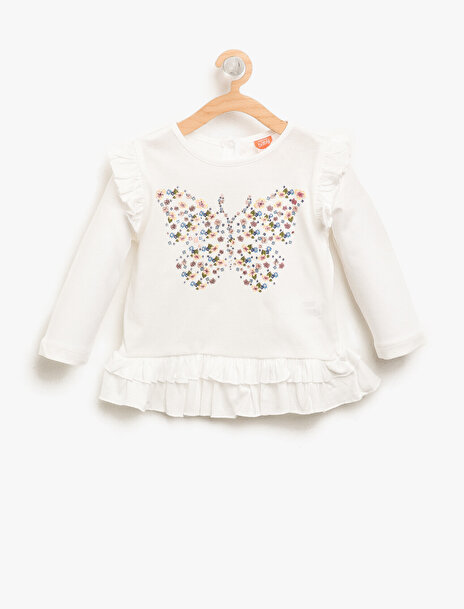 Koton Kız Çocuk İşlemeli T-Shirt