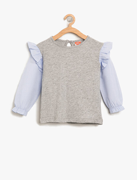 Koton Kız Çocuk Fırfır Detaylı T-Shirt