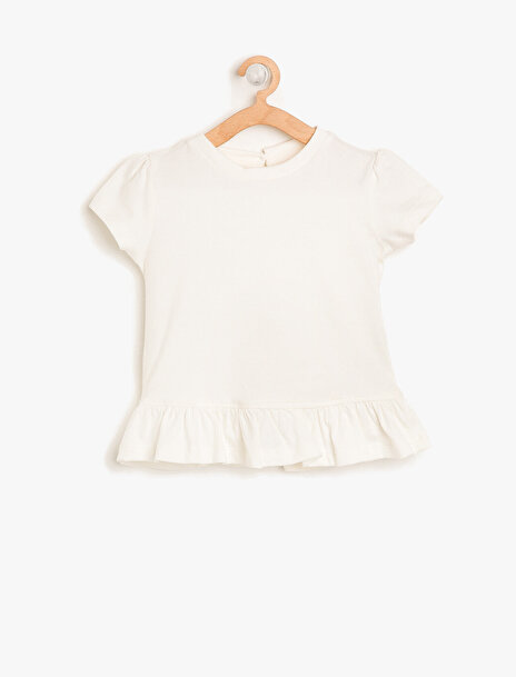 Koton Kız Çocuk Fırfır Detaylı T-Shirt