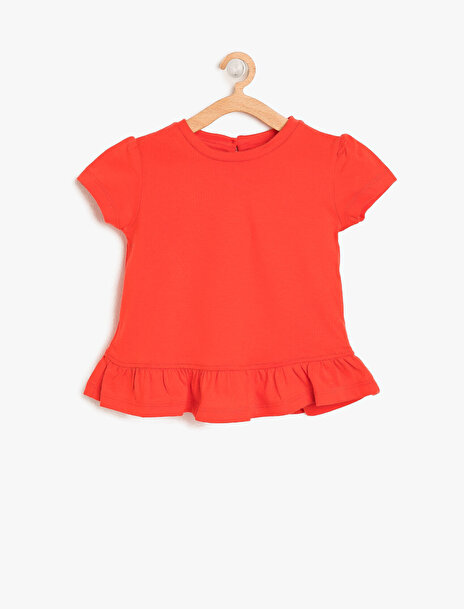 Koton Kız Çocuk Fırfır Detaylı T-Shirt