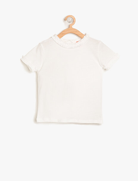 Koton Kız Çocuk Yaka Detaylı T-Shirt