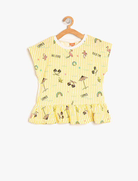 Koton Kız Çocuk Desenli T-Shirt