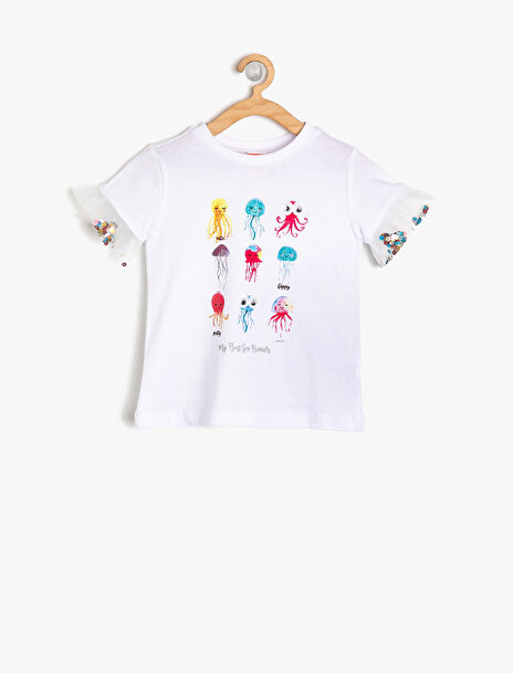 Koton Kız Çocuk Pul Detaylı T-Shirt