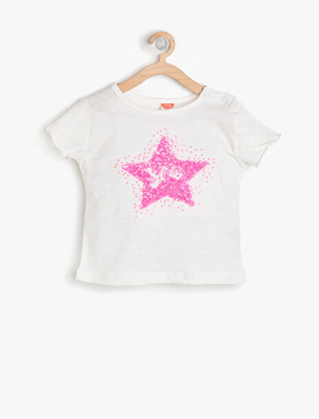Koton Kız Çocuk Pul Detaylı T-Shirt