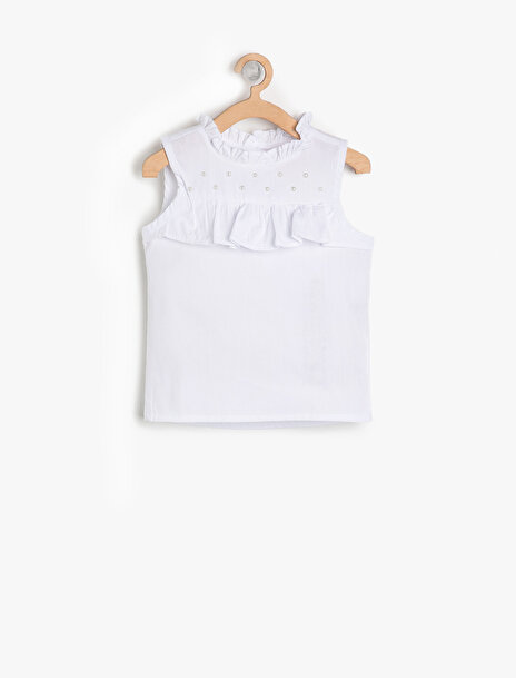 Koton Kız Çocuk İnci Detaylı Bluz