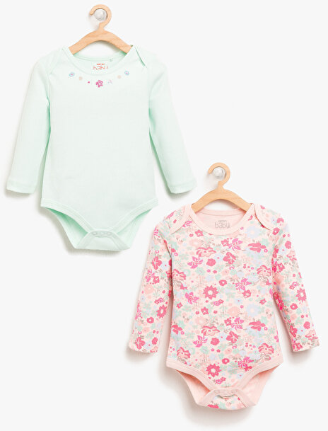 Koton Kız Çocuk Desenli 2'li Çıtçıtlı Zıbın