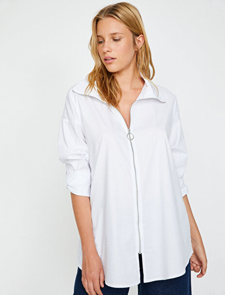 Koton Kadın Fermuar Detaylı Gömlek