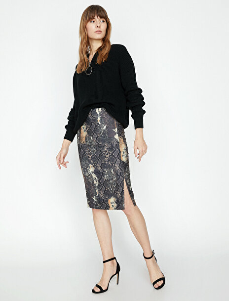 Koton Kadın Yılan Derisi Desenli Etek
