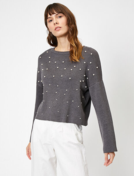 Koton Kadın İnci Detaylı Triko Kazak Koton Kadın İnci Detaylı Triko Kazak
