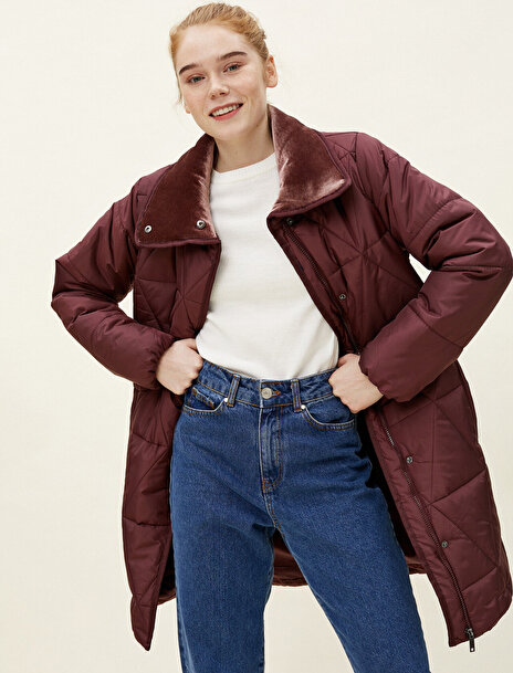 Koton Kadın Cepli Uzun Şişme Mont