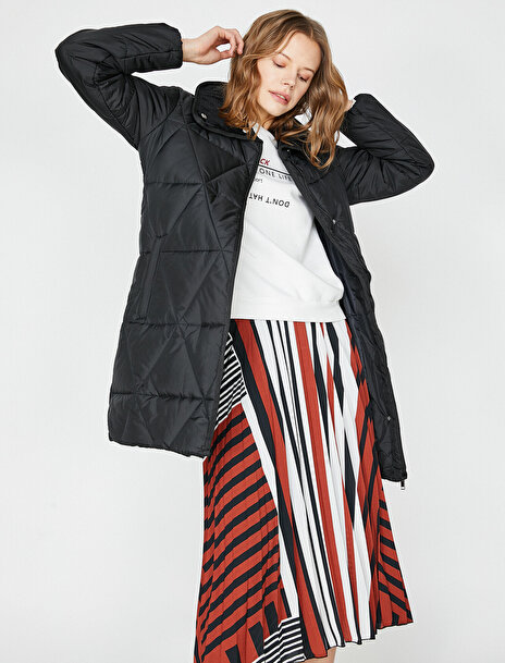 Koton Kadın Cepli Uzun Şişme Mont