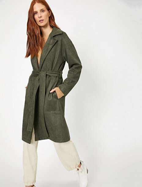 Koton Kadın Süet Görünümlü Trençkot