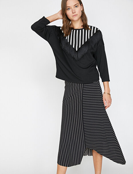 Koton Kadın Çizgili Sweatshirt