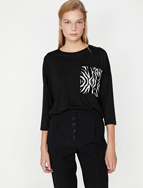 Koton Kadın Cep Detaylı T-Shirt