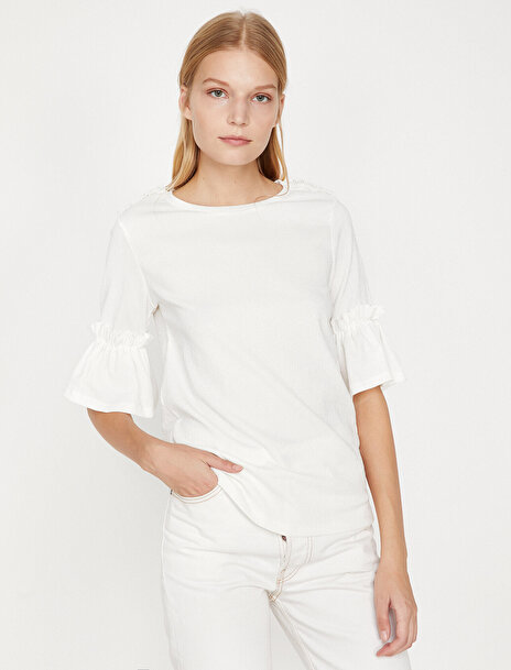 Koton Kadın Volan Detaylı T-Shirt