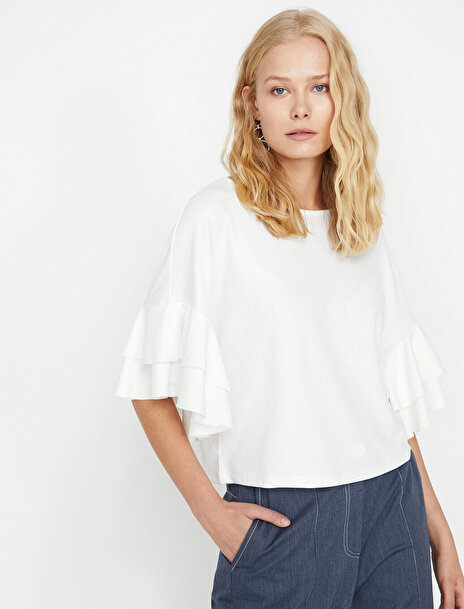 Koton Kadın Volan Detaylı T-Shirt