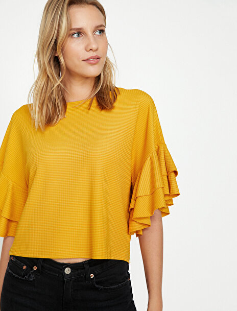 Koton Kadın Volan Detaylı T-Shirt