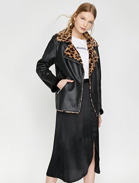 Koton Kadın Deri Görünümlü Mont