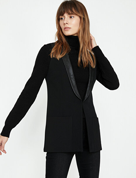 Koton Kadın Deri Detaylı Yelek