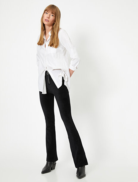 Koton Kadın Fermuar Detaylı Pantolon Koton Kadın Fermuar Detaylı Pantolon