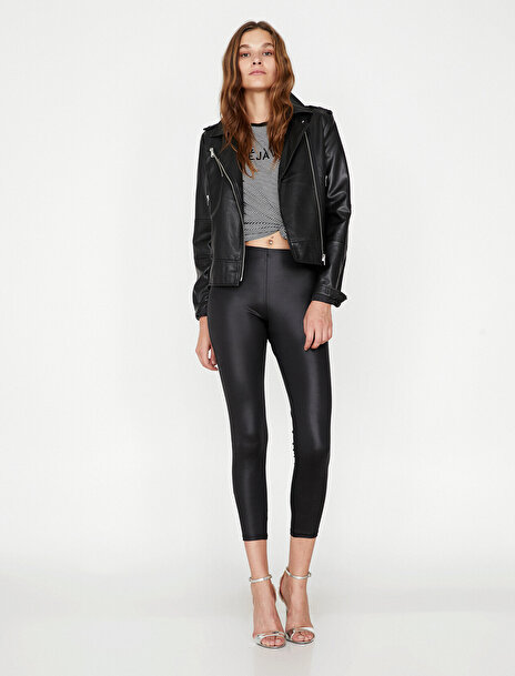 Koton Kadın Deri Görünümlü Tayt