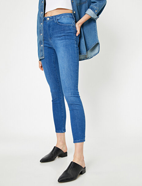 Koton Kadın Carmen Jean - Yüksek Bel Dar Kesim Dar Paça Pantolon